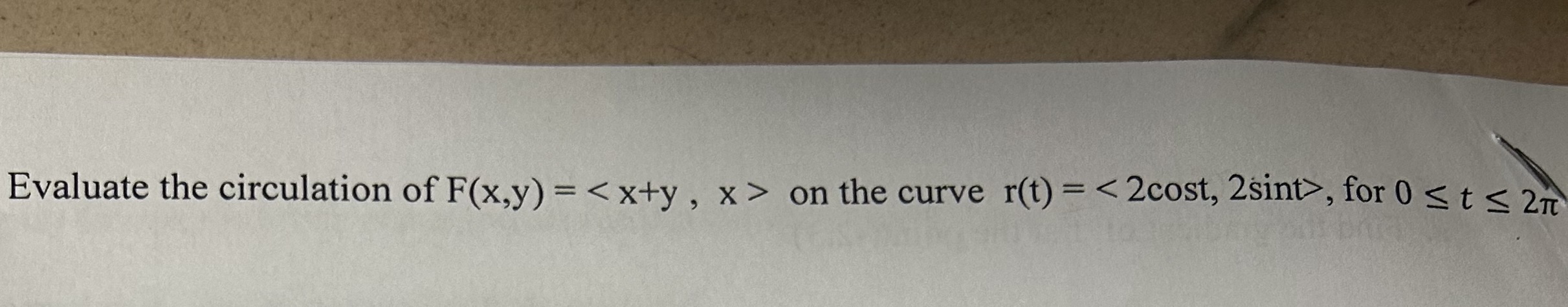 Solved Evaluate the circulation of F(x,y)= ﻿on the curve | Chegg.com