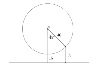 Solved Find h. ﻿The radius of the circle is 40 ﻿m, ﻿and the | Chegg.com