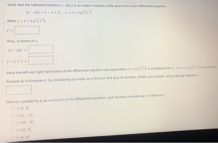Solved Verify That The Indicated Function Y X Is An