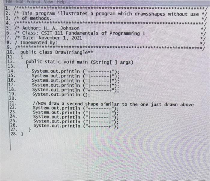 Solved File Edit Format View Help 1. /****** ****/ 2. /* | Chegg.com