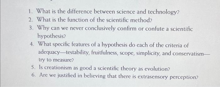 Solved 1. What is the difference between science and | Chegg.com