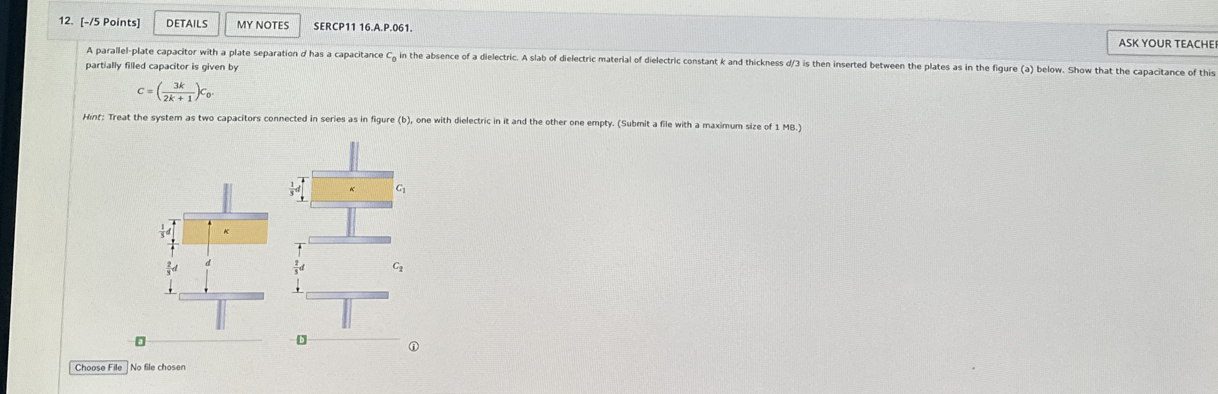 Solved [-/5 ﻿Points] ﻿SERCP11 16.A.P. 061. ﻿partially | Chegg.com