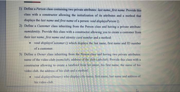 Solved 1) Define a Person class containing two private | Chegg.com