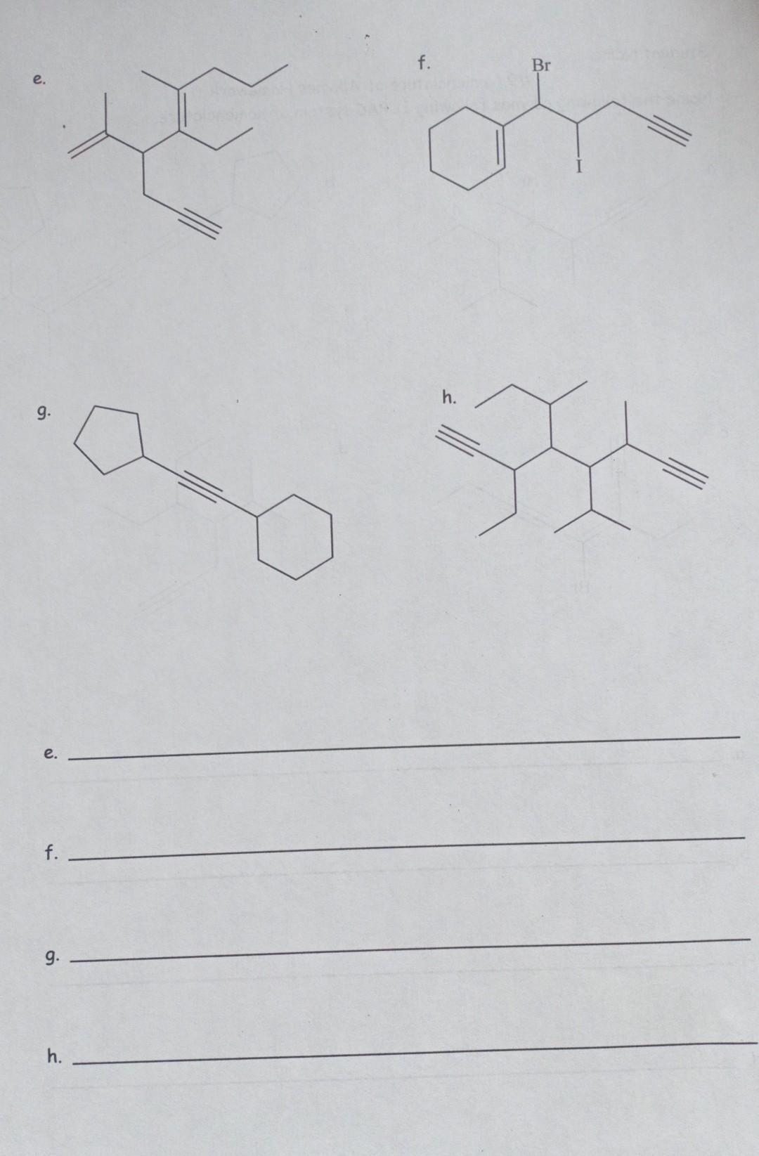 Solved Student Name: #9 Nomenclature of Alkynes Homework | Chegg.com