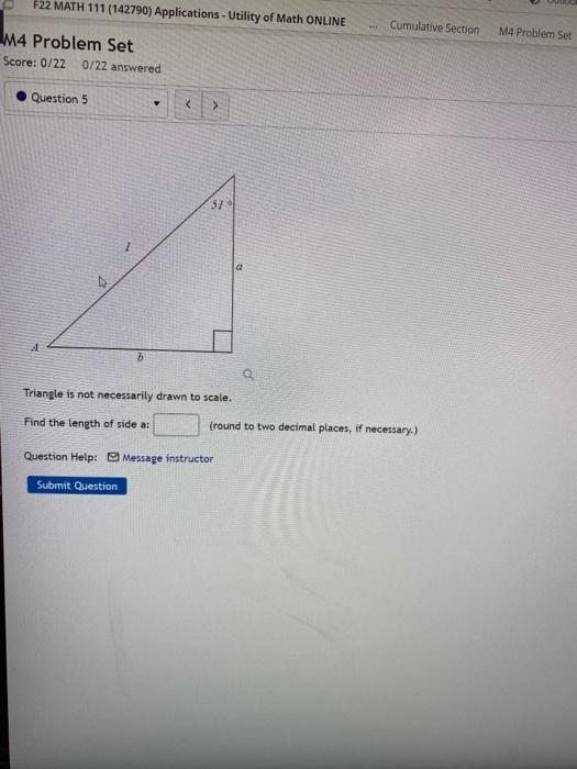 Solved Triangle is not necessarily drawn to scale. Find the | Chegg.com