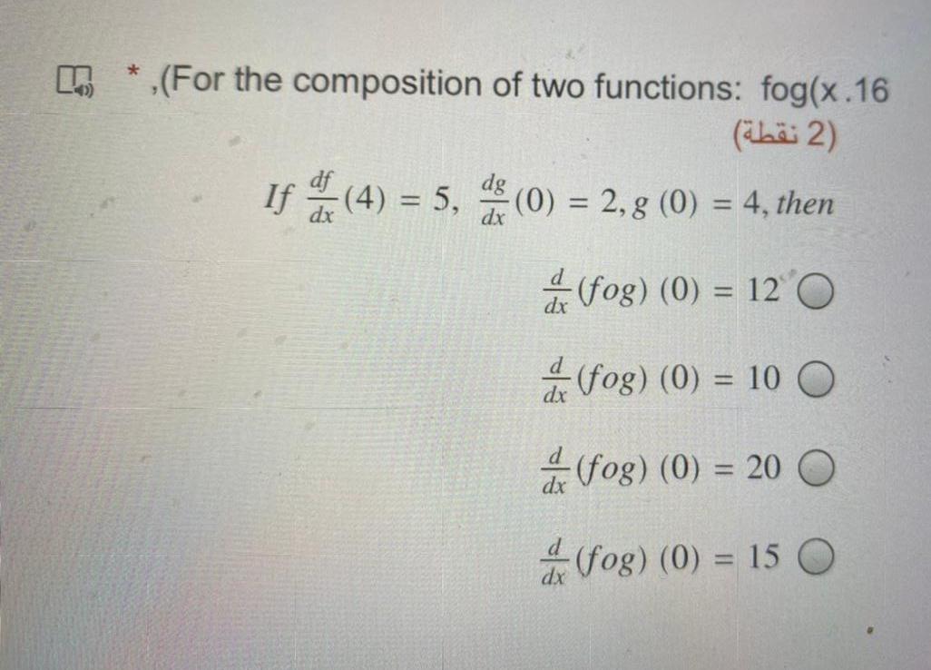 Solved ,(For the composition of two functions: fog(x.16 (2 | Chegg.com