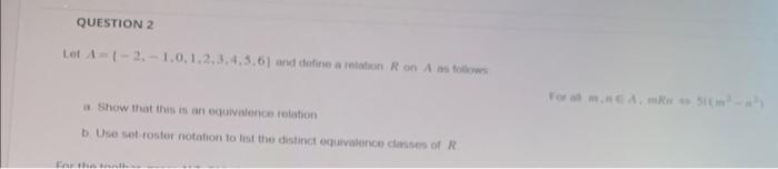 Solved Let 1=1−2,−1,0,1,2,3,4,3,6) and difine a mitation R | Chegg.com