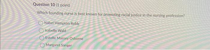 Solved Which founding nurse is best known for promoting | Chegg.com