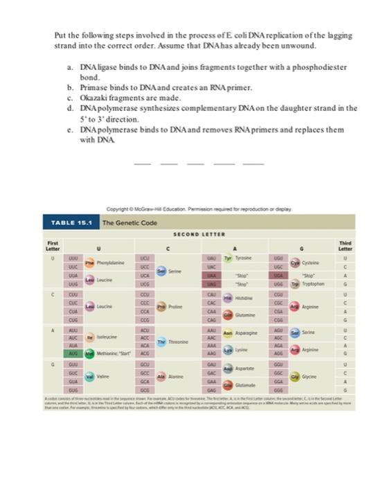 Solved Directions: Using the example above and the codon | Chegg.com