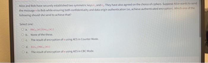 Solved subject- cryptography/security engineeringAlice and | Chegg.com
