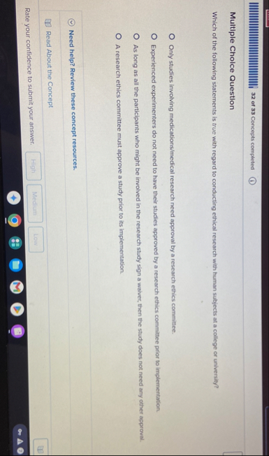 Solved 32 ﻿of 33 ﻿Concepts completedMultiple Choice | Chegg.com