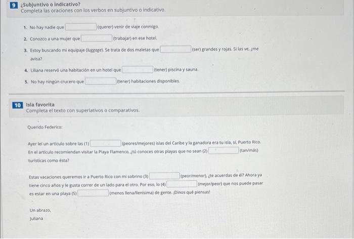¿Subjuntivo o indicativo? Completa las oraciones con | Chegg.com