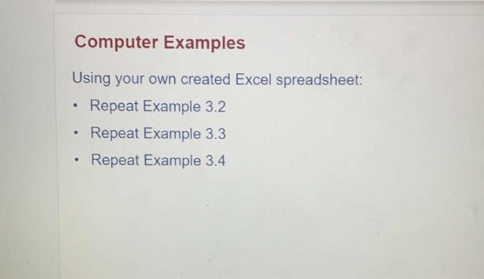 Solved Excel Spreadsheet for Chapter 3. Create your Own! | Chegg.com