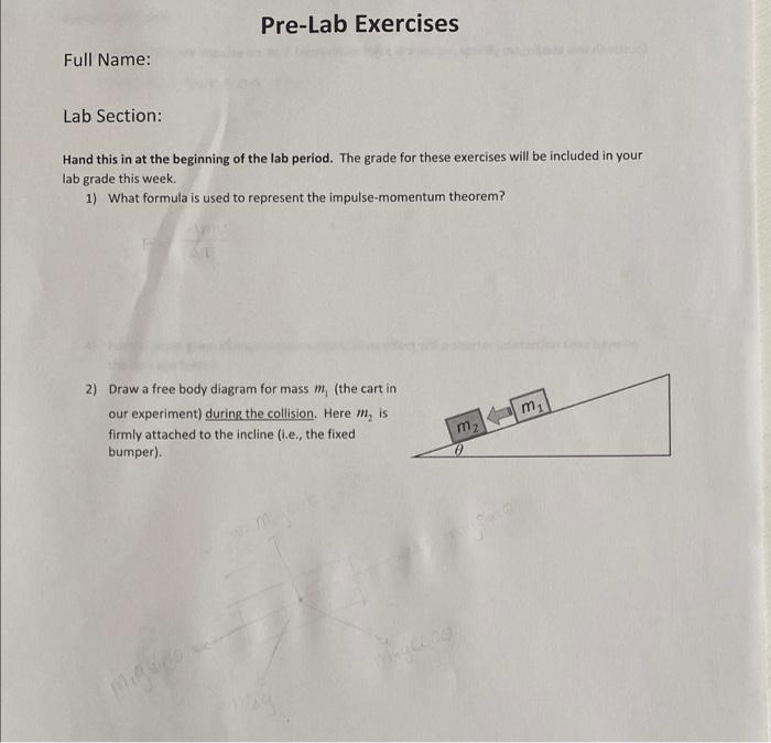 Solved Pre-Lab Exercises Full Name: Lab Section: Hand this | Chegg.com
