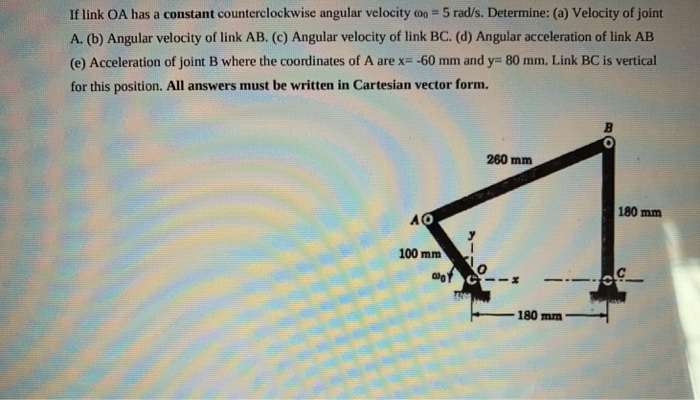 Solved If link OA has a constant counterclockwise angular | Chegg.com