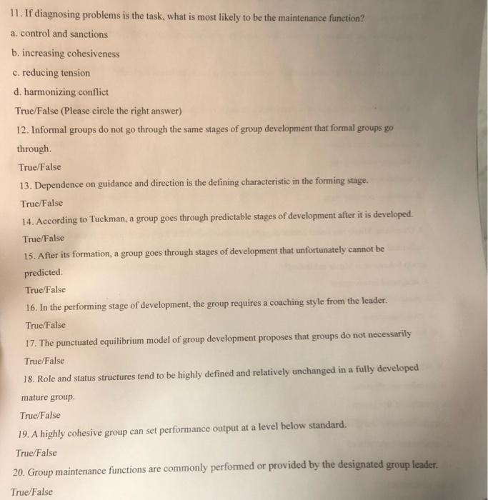 Solved 11. If diagnosing problems is the task, what is most | Chegg.com