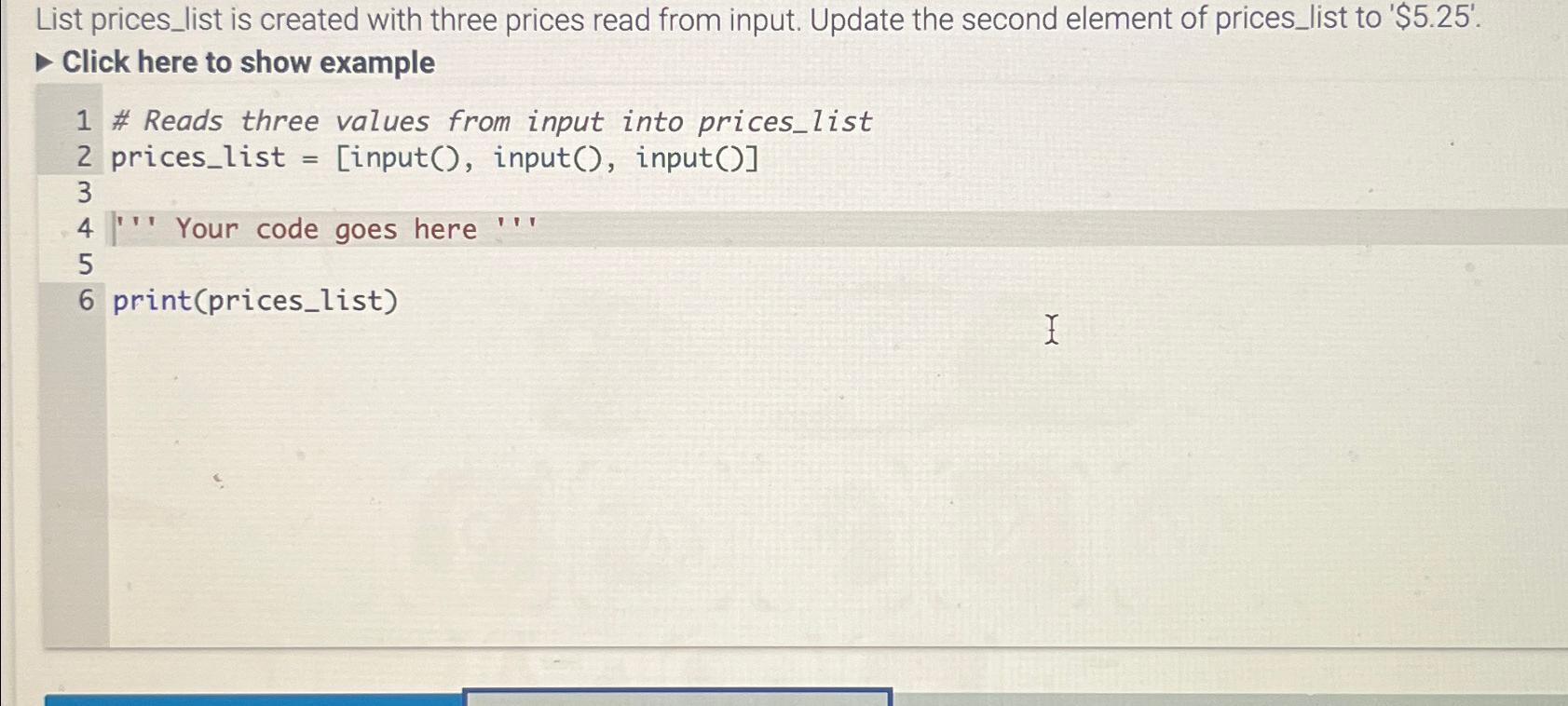 Solved List prices_list is created with three prices read | Chegg.com