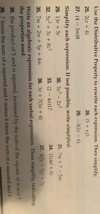 Solved Use the Distributive Property to rewrite each | Chegg.com
