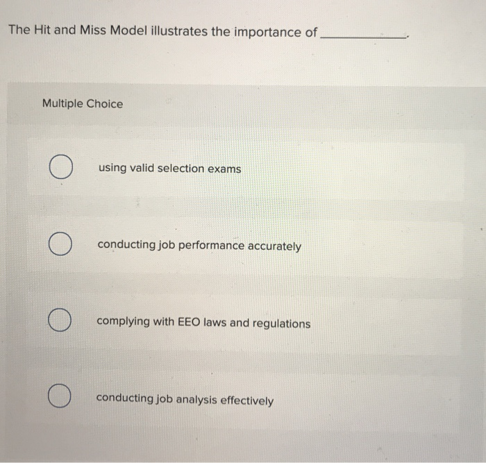 Solved The Hit and Miss Model illustrates the importance of | Chegg.com