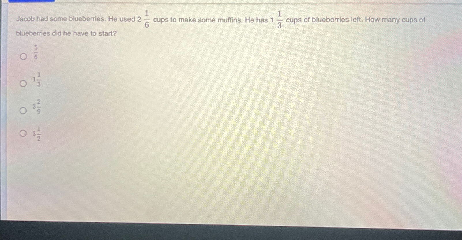 Solved Jacob had some blueberries. He used 216 ﻿cups to make | Chegg.com