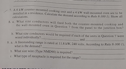 Solved A 6kW ﻿counter-mounted cooking unit and a 4kW | Chegg.com