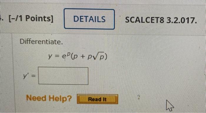 Solved 1. [-/1 Points] DETAILS SCALCET8 3.2.017. | Chegg.com