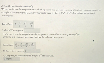a) ﻿Consider the function arctan(x2).Wrise a partial | Chegg.com