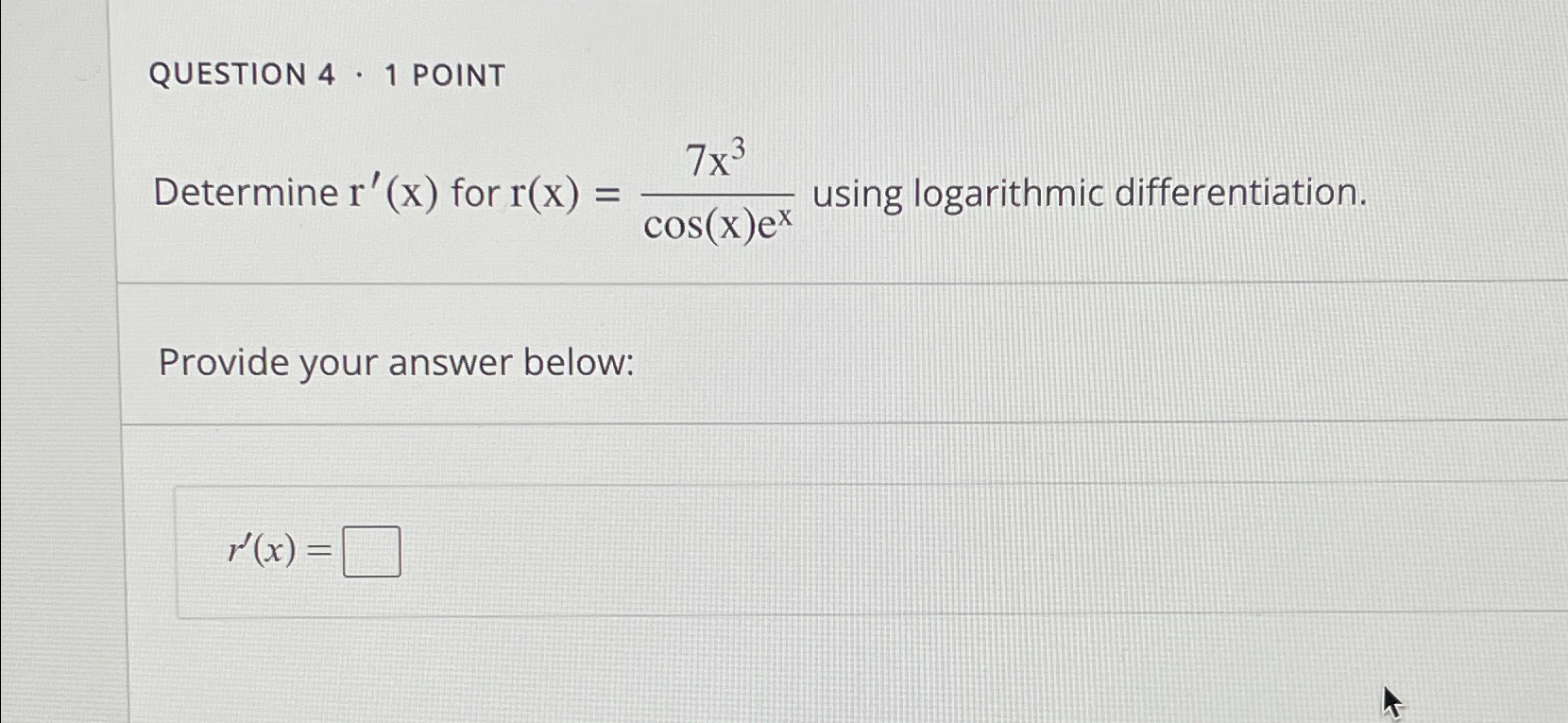 Solved QUESTION 4 * 1 ﻿POINTDetermine r'(x) ﻿for | Chegg.com