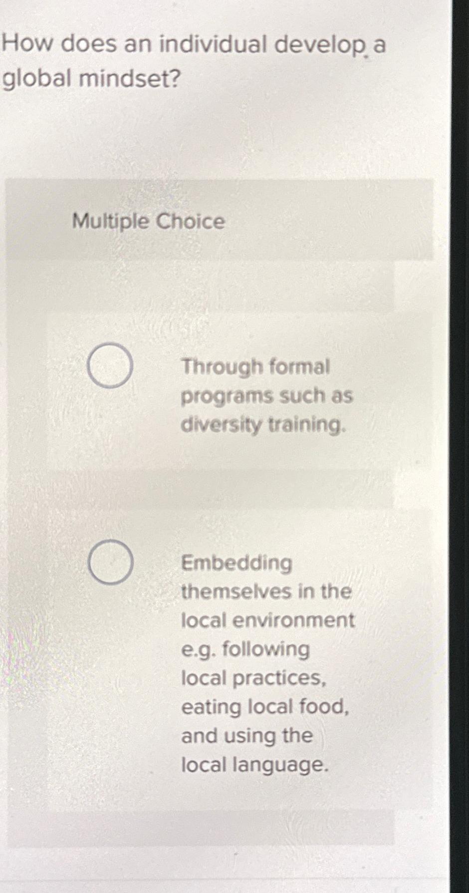 Solved How does an individual develop a global | Chegg.com