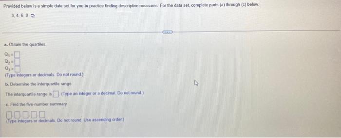 Solved Provided below is a simple data set for you to | Chegg.com