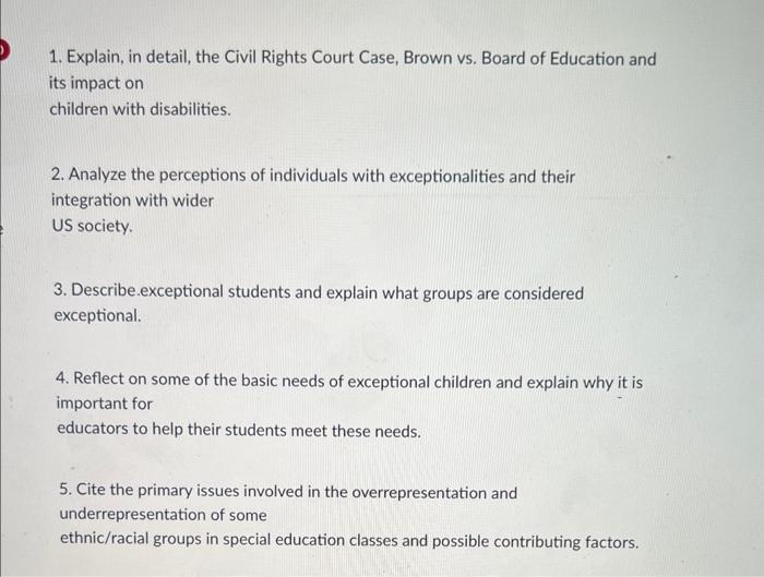 Solved 1. Explain, in detail, the Civil Rights Court Case, | Chegg.com