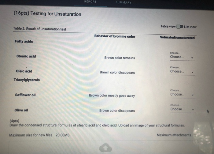 Solved REPORT SUMMARY (14pts) Physical Properties of Lipids | Chegg.com