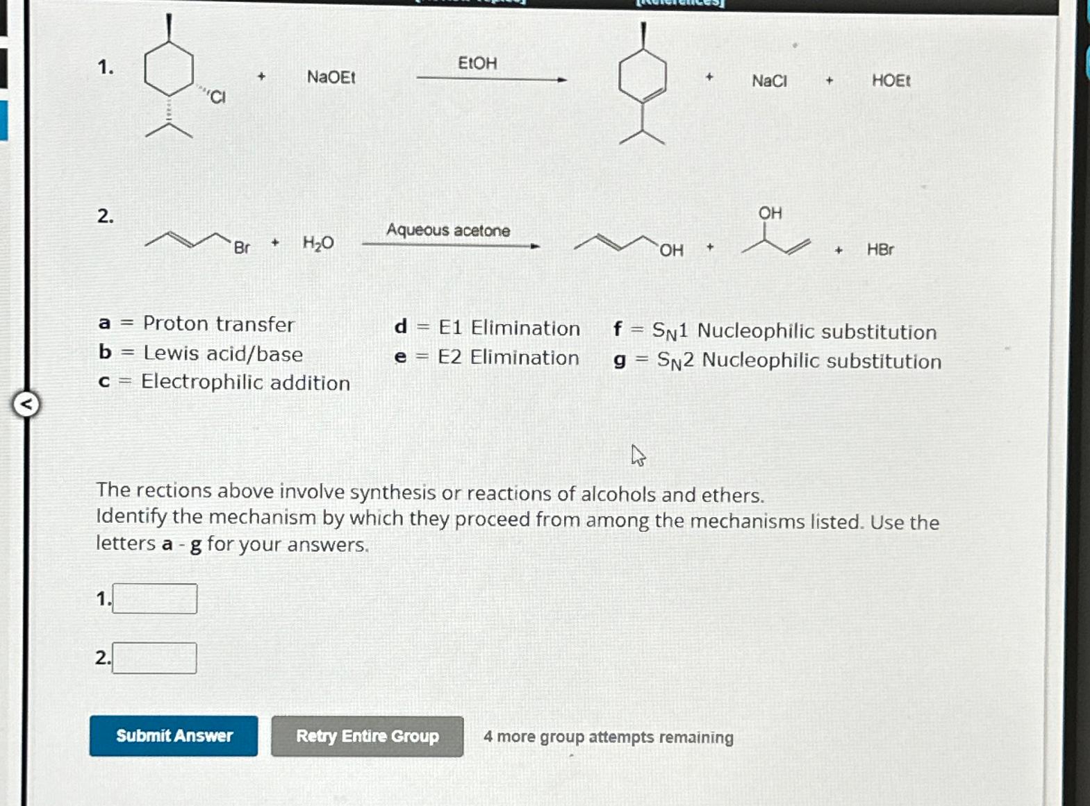 Solved +HBra= ﻿Proton transferd = ﻿E1 ﻿Elimination f=SN1 | Chegg.com