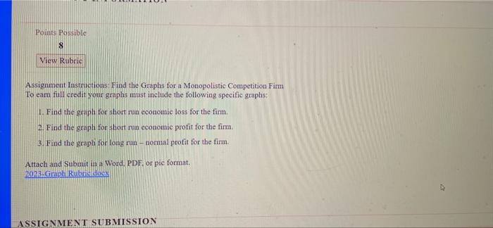 Solved Points Possible 8 View Rubric Assignment Instructions | Chegg.com