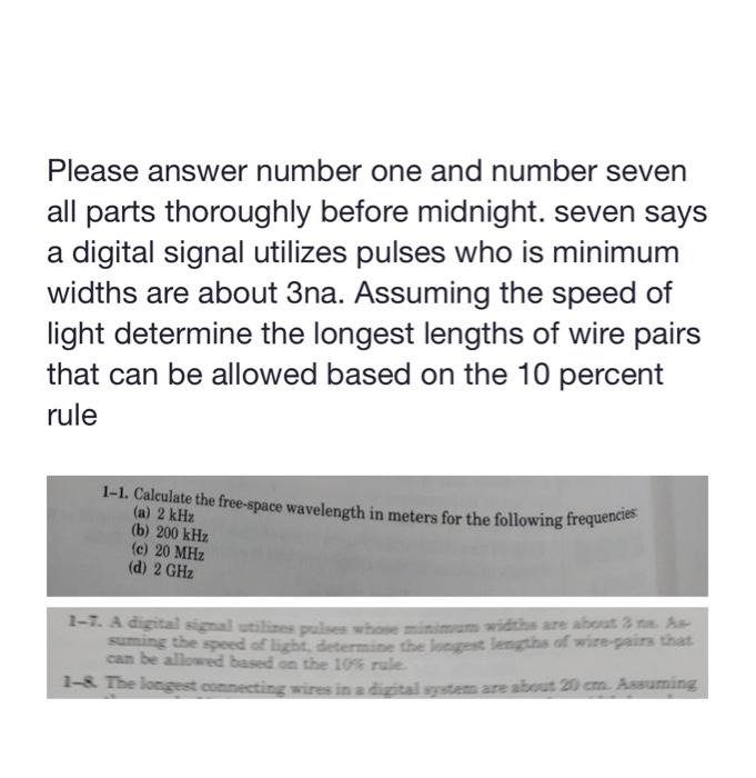 Solved Please answer number one and number seven all parts | Chegg.com