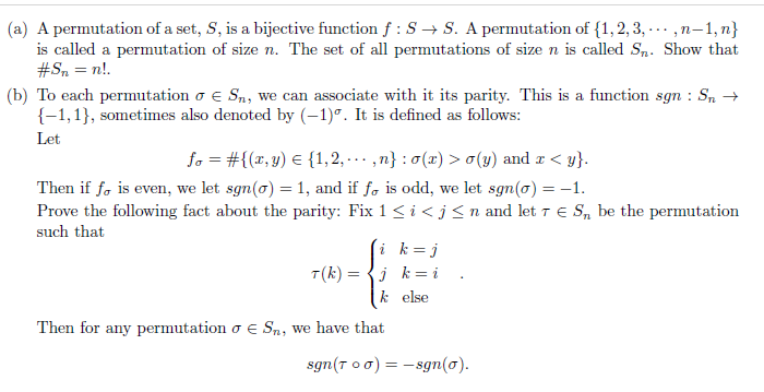 Solved (a) ﻿A permutation of ﻿a set, S, is ﻿a bijective | Chegg.com