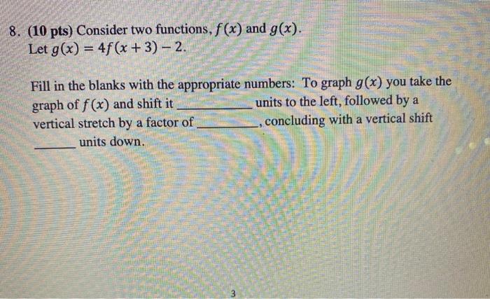 Solved 8. (10 pts) Consider two functions, f(x) and g(x). | Chegg.com