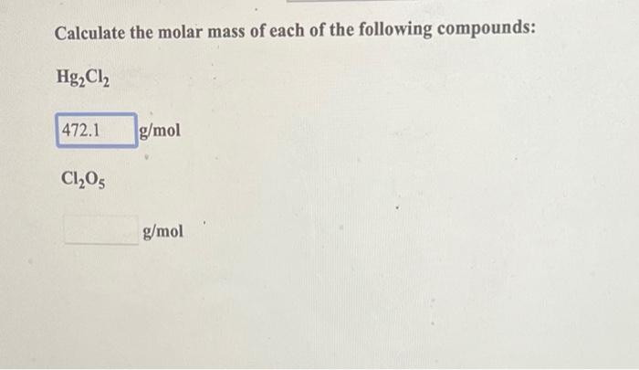 Solved Calculate the molar mass of each of the following | Chegg.com