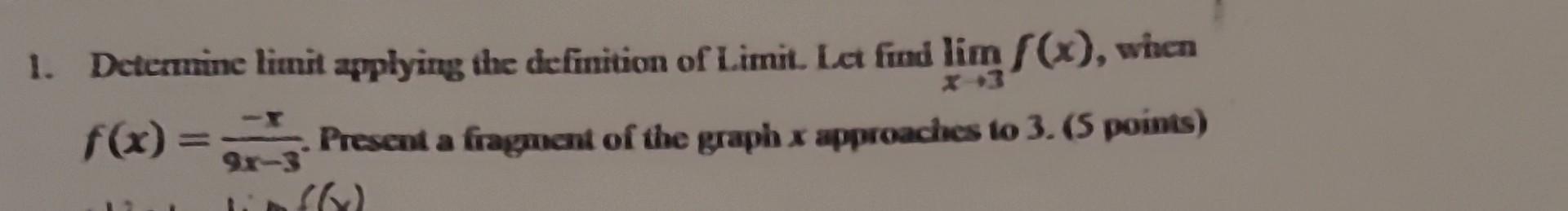 Solved 1. Determine limit applying the definition of Limit. | Chegg.com