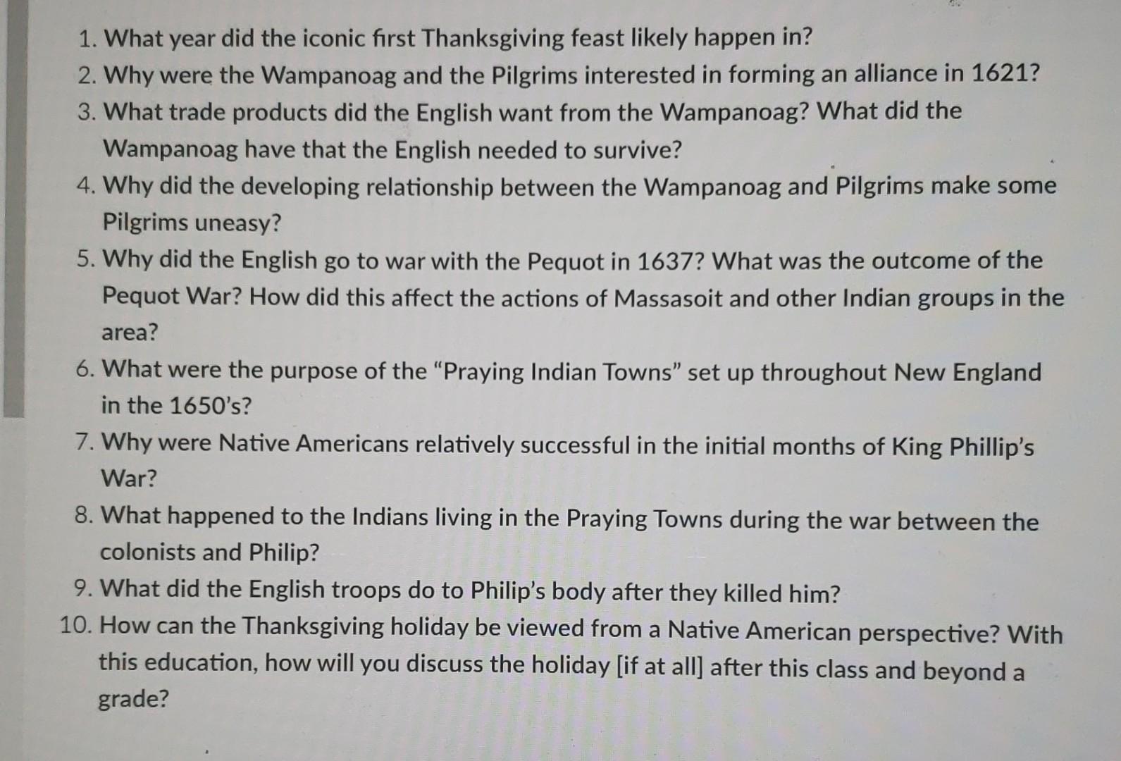 1. What year did the iconic first Thanksgiving feast | Chegg.com