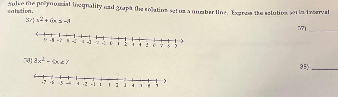 Solved Solve the polynomial inequality and graph the | Chegg.com