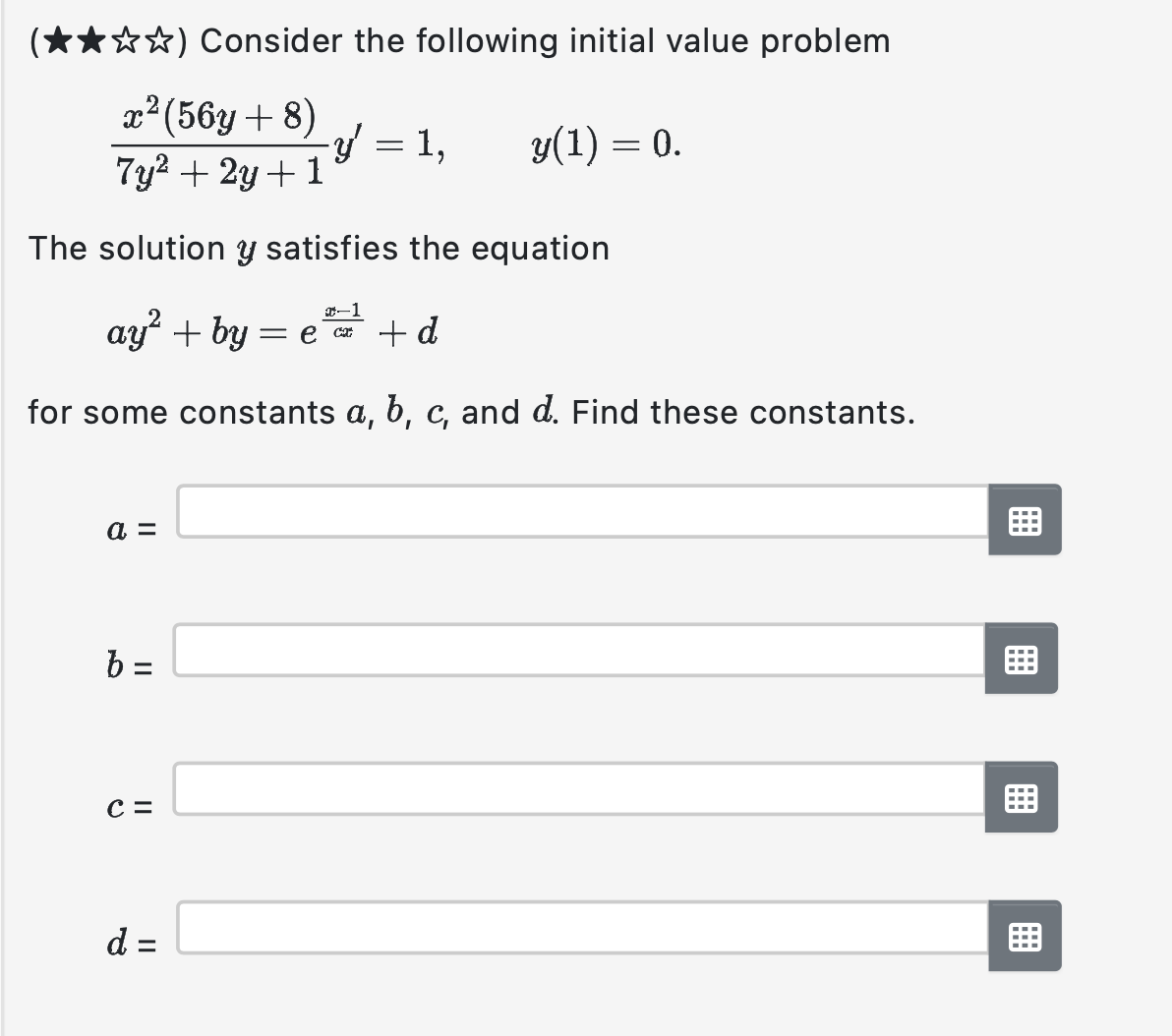 Solved (******ϖϖ) ﻿Consider the following initial value | Chegg.com
