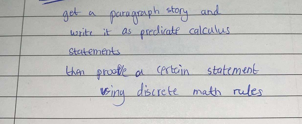 Solved get a paragraph story and write it as predicate | Chegg.com