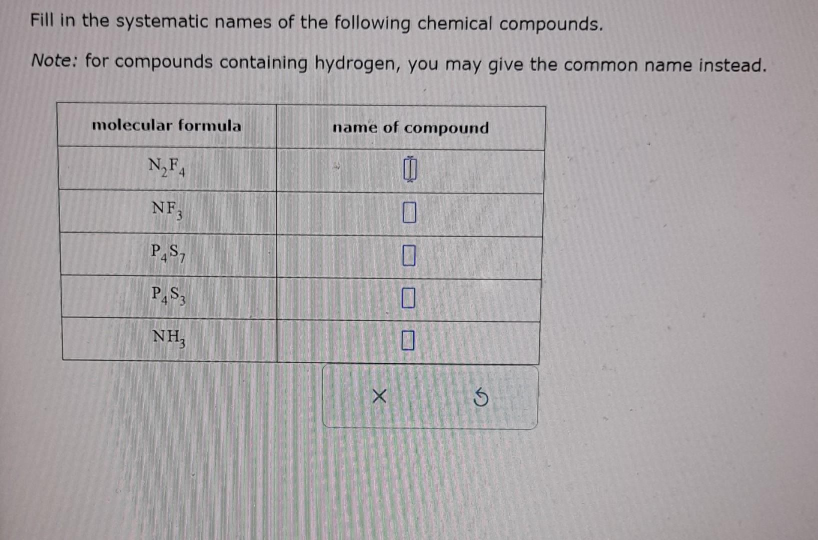 Solved Fill in the systematic names of the following | Chegg.com