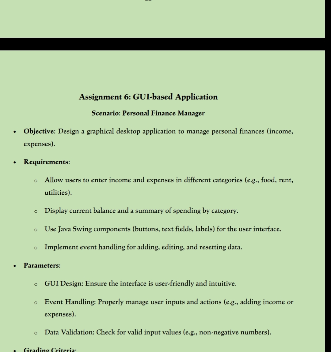 Solved Assignment 6: GUI-based ApplicationScenario: Personal | Chegg.com