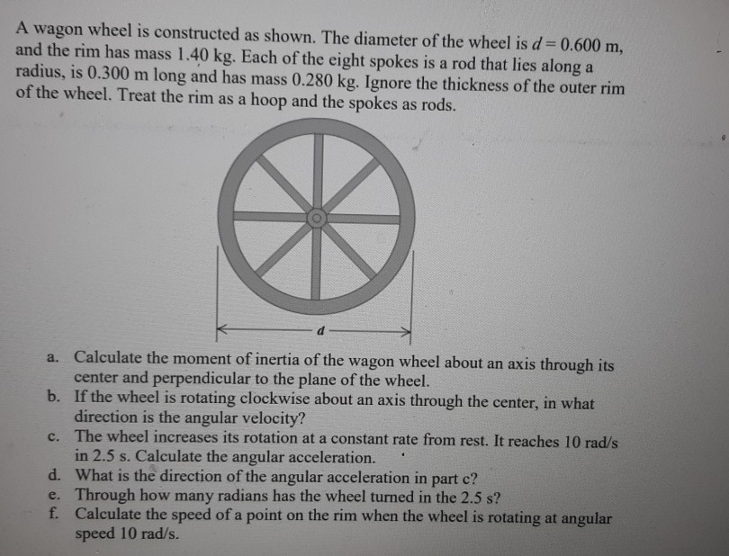 Solved A wagon wheel is constructed as shown. The diameter | Chegg.com