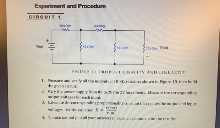 Solved Experiment and Procedure CIRCUIT 1 10 kOhm 10 kOhm | Chegg.com