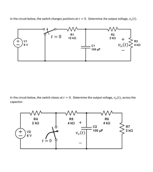 Solved In the circuit below, the switch changes positions at | Chegg.com