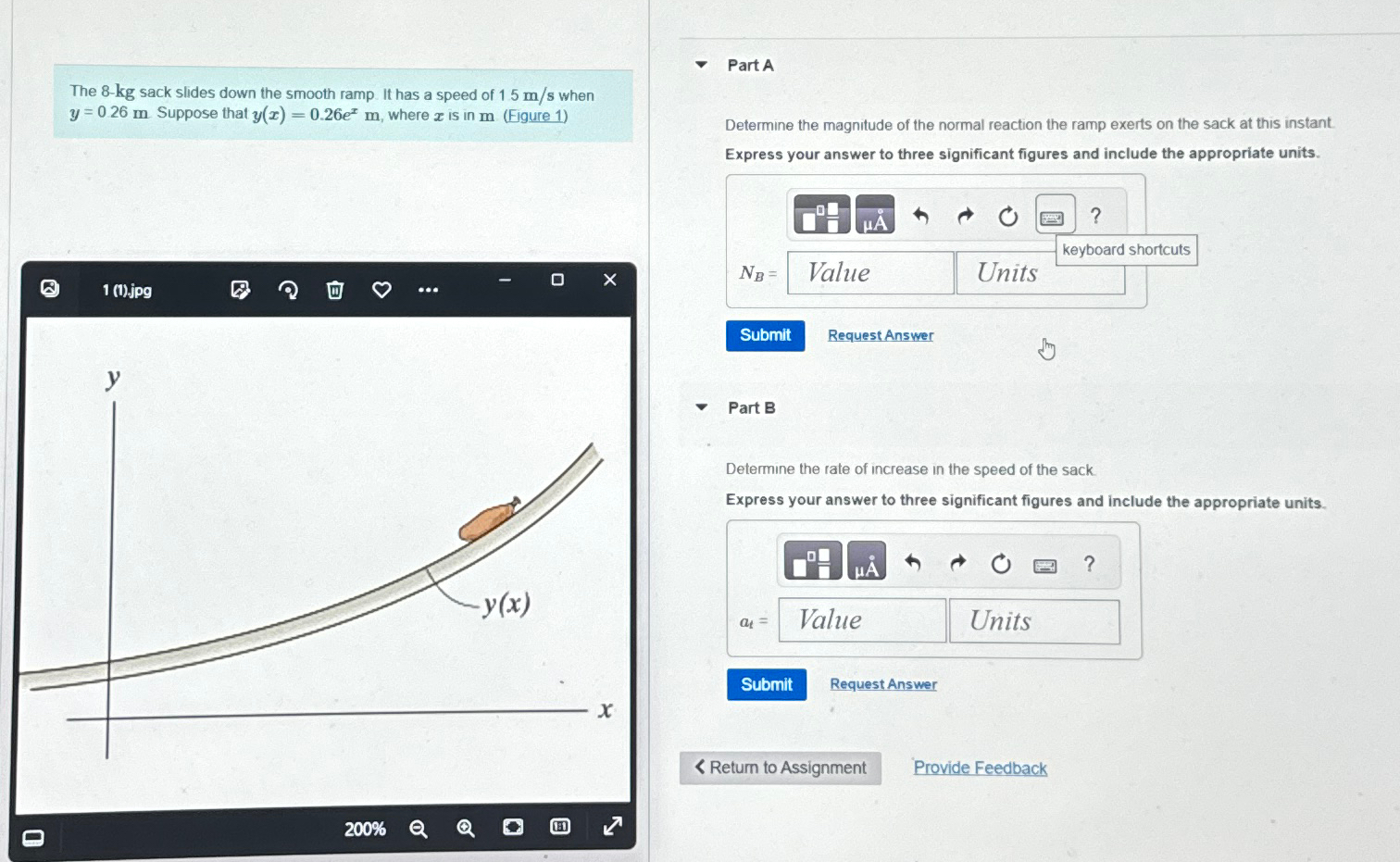 Solved The 8 -kg sack slides down the smooth ramp. It has a | Chegg.com