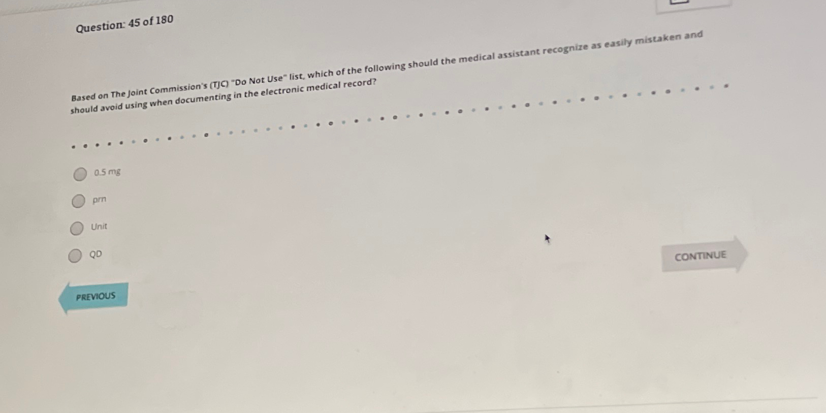 Solved Question: 45 ﻿of 180Based on The joint Commission's | Chegg.com